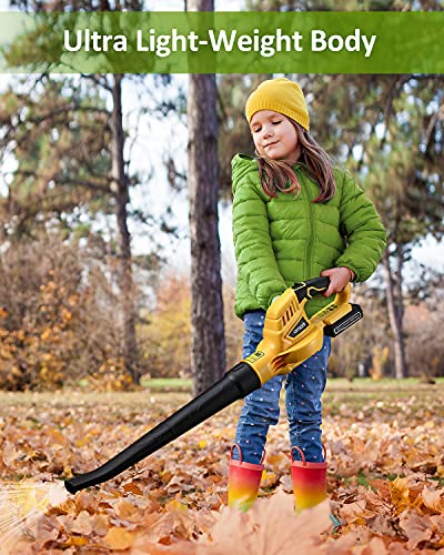 OMOTE Cordless Leaf Blower with Battery & Charger, Low Noise, Lightweight, Easy One-Button Control, Battery Powered, 177 CFM for Blowing Leaves, Lawn Care, Dust & Other Debris