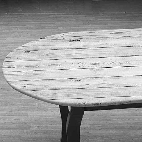 Grey Wood Grain Fitted Tablecloth Oval, 48" X 68" Polyester Elastic Edge Table Cover, Windproof and Wrinkle-Proof Table Cloths Indoor Restaurant Outdoor Terrace Dining Table Decoration Table Cover
