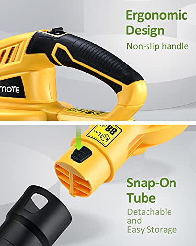 OMOTE Cordless Leaf Blower with Battery & Charger, Low Noise, Lightweight, Easy One-Button Control, Battery Powered, 177 CFM for Blowing Leaves, Lawn Care, Dust & Other Debris
