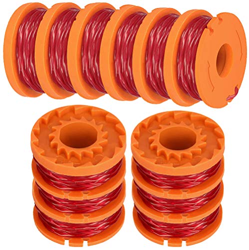TOPEMAI WA0010 Replacement Trimmer Spool Line 0.065β for Worx WG154 WG163 WG160 WG180 WG175 WG155 WG151 String Trimmer (12 Spools + 3 Caps)