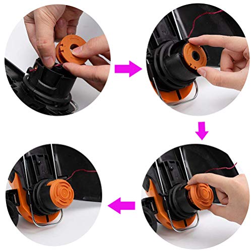 TOPEMAI WA0010 Replacement Trimmer Spool Line 0.065β for Worx WG154 WG163 WG160 WG180 WG175 WG155 WG151 String Trimmer (12 Spools + 3 Caps)