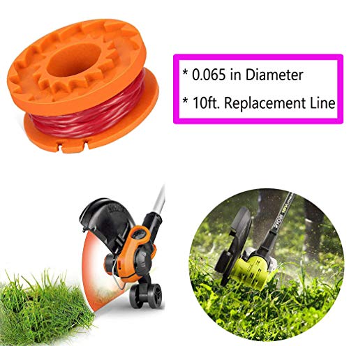 TOPEMAI WA0010 Replacement Trimmer Spool Line 0.065β for Worx WG154 WG163 WG160 WG180 WG175 WG155 WG151 String Trimmer (12 Spools + 3 Caps)