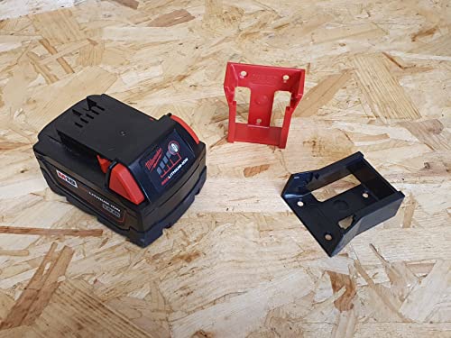 StealthMounts Milwaukee Battery Holders M18 | Milwaukee M18 Battery Mounts for Milwaukee Power Tools | 6 Pack | Red Milwaukee M18 Battery Organizers