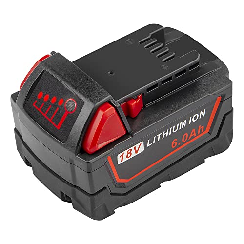 ARyee 18V 6.0Ah M18 M18B Xc Battery Replacement for Milwaukee Lithium Battery Power Tools 48-11-1820 48-11-1840 48-11-1850 48-11-1828 48-11-1815 Cordless Tool Batteries with LED Indicator