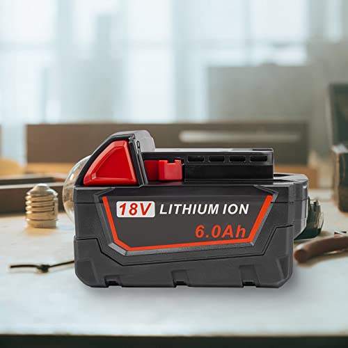 ARyee 18V 6.0Ah M18 M18B Xc Battery Replacement for Milwaukee Lithium Battery Power Tools 48-11-1820 48-11-1840 48-11-1850 48-11-1828 48-11-1815 Cordless Tool Batteries with LED Indicator