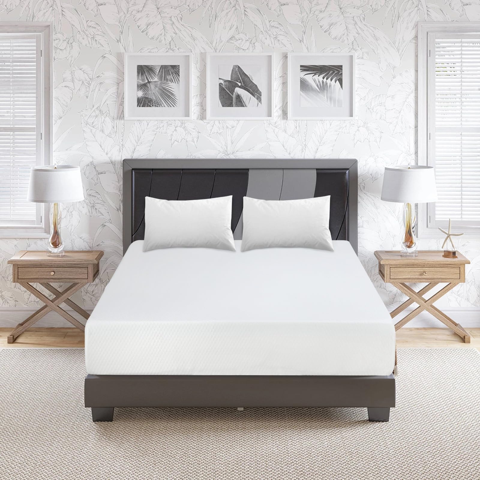 NFPSHOP Twin Mattress, 8 Inch Gel Memory Foam Mattress for Cool Sleep & Pressure Relief Medium Firm Memory Foam Mattresses, CertiPUR-US Certified Queen Mattresses in A Box, White