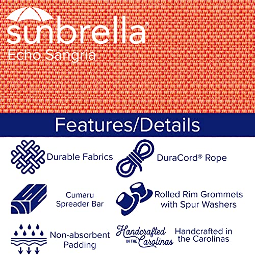 Hatteras Hammocks Echo Sangria Sunbrella Tufted Single Swing, 350 LB Weight Capacity, Handcrafted in The USA, Perfect for Indoor or Outdoor Use