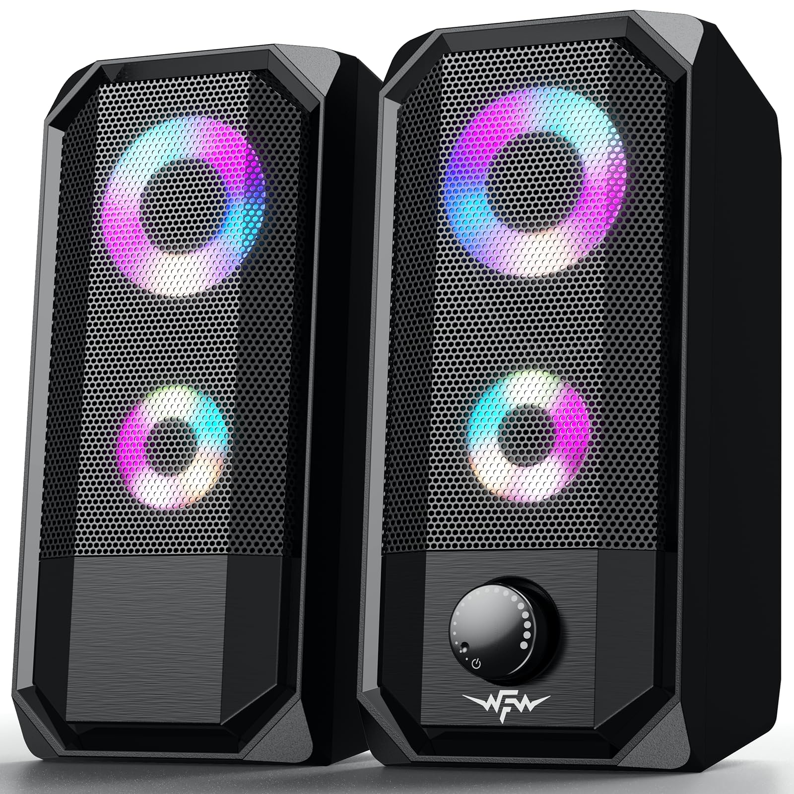 Fishcovers Computer Speakers for Desktop PC and Laptop, Monitor Speakers with RGB Lights,FC03 USB Powered Gaming Speakers