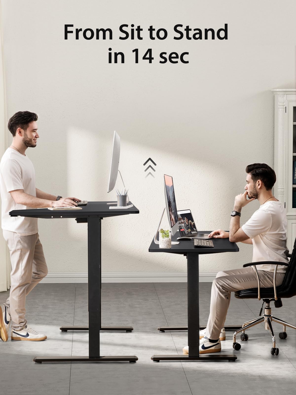 Totnz Standing Desk Adjustable Height, 55 x 34 Inch Electric Standing Desk,L Shaped Standing Desk Memory for Home Office Computer Desk with Headphone Hook,Obsidian