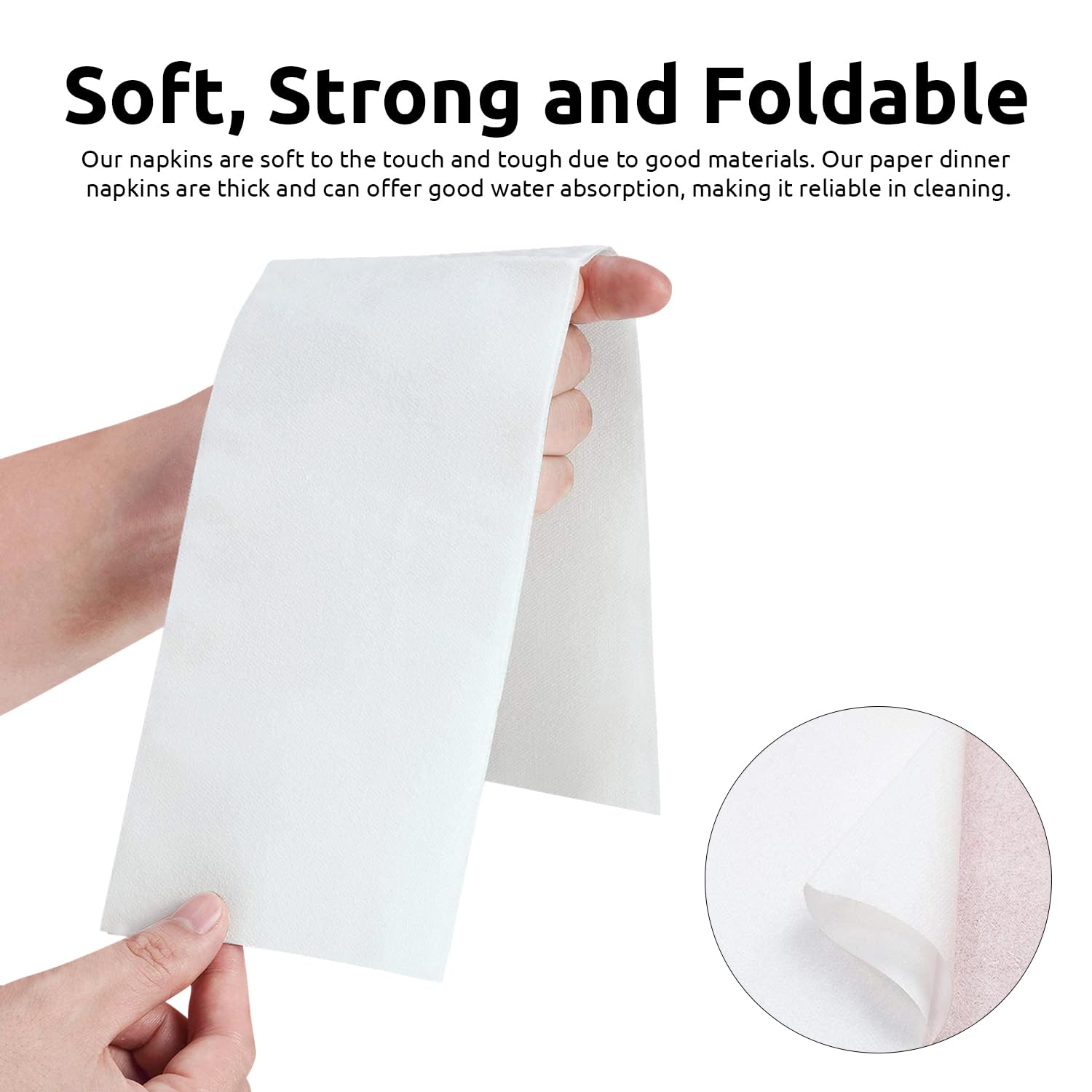 Trimming Shop White Disposable Linen Feel Cloth Napkins with Built-in Flatware Pocket, Pre-Folded Paper Hand Napkins for Wedding, Dinners, Events, Kitchen, Birthday Parties, Decoration (Pack of 50)