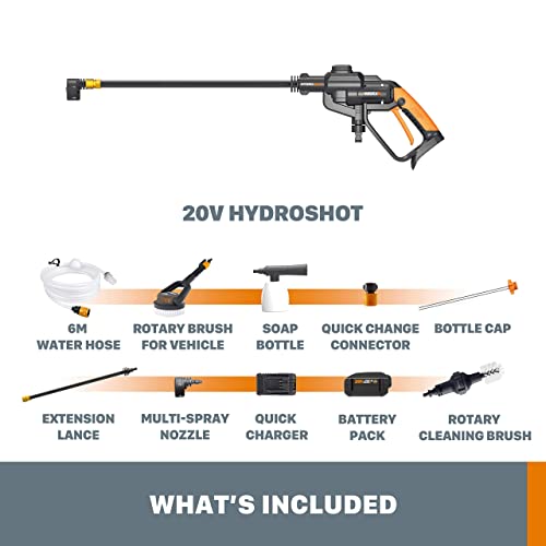 WORX 20V Hydroshot Cordless Pressure Washer WG620.5 Portable Power Cleaner,w/Accessories, 1 * 2.0Ah Battery & Charger Included