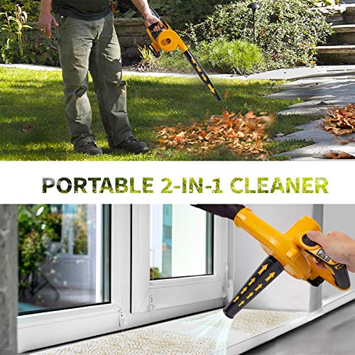 SPLOTY Leaf Blower Cordless with Battery and Charger, DC 20V 2.0Ah Lithium Ion Best Cordless Leaf Blower, 145 MPH (Max) Electric Leaf Blower Cordless, Foldable 7 Gear Speed Cordless Leaf Blower Vacuum