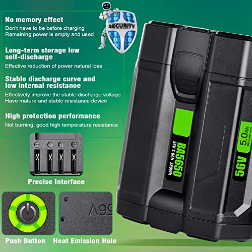 Jialitt 5.0Ah 56V Lithium-Ion Replacement Battery for 56V Cordless Power Tool BA2800 BA4200 BA1400 CS1604 CS1804 CS1403 HT2400 LB6504 LB5804 LB6500 LB4800 HTA2000 Tools (NOT FOR Power Station PST3040)