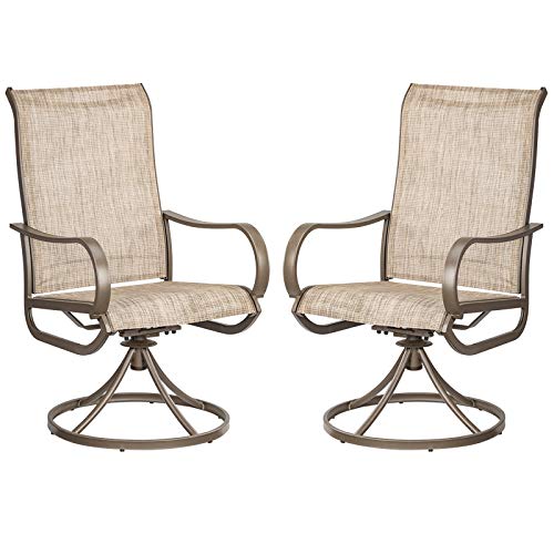 HQHQHE Patio Swivel Dining Chairs Set of 2 Outdoor Kitchen Garden Furniture Metal Chair with Textilene Mesh Fabric