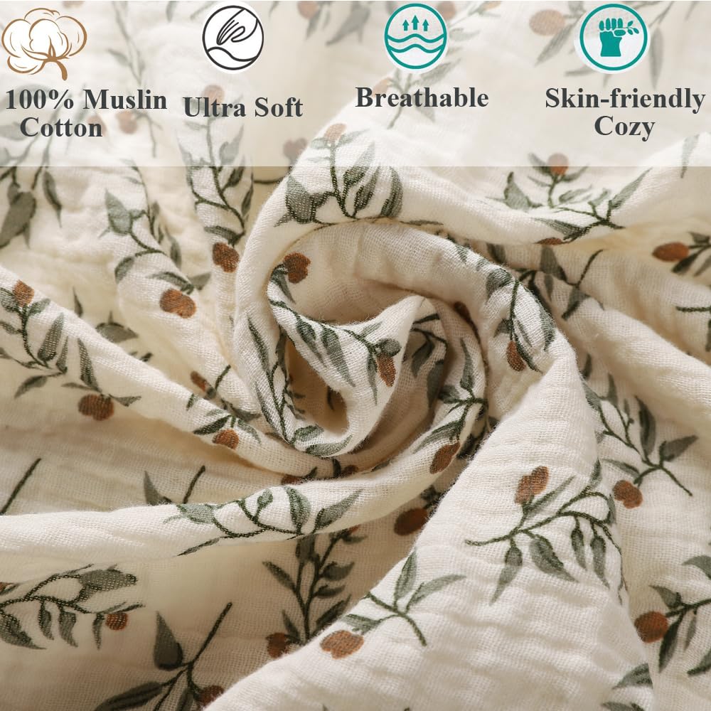 Muslin Bassinet Sheet Compatible with Dream On Me Karley (Plus Portable) Bassinet, Chicco LullaGo Portable, ANGELBLISS 3 in 1 Rocking Bassinet, 2 Pack Cotton Fitted Sheets Roman Green & Botanical Leaf