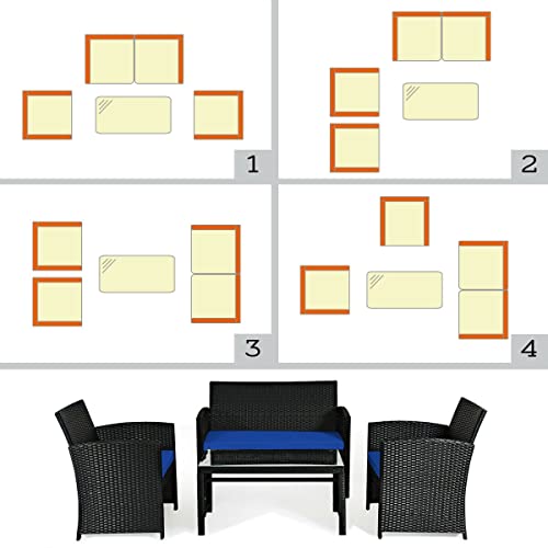 LIRUXUN 8pcs Patio Rattan Furniture Conversation Set Cushion Sofa Table Garden Loveseat Coffee Table