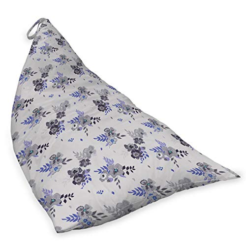 Ambesonne Floral Lounger Chair Bag, Flower Bouquets Flourishing Buds of Summer Garden Meadow Blossoms Pattern, High Capacity Storage with Handle Container, Lounger Size, Blue Violet and Grey