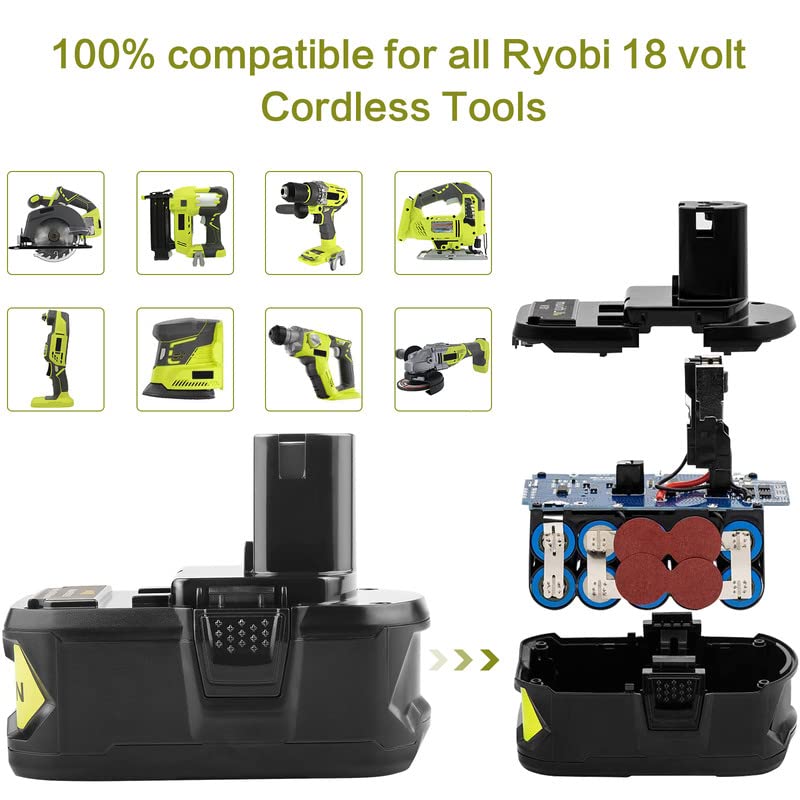 [2 Pack] 18V 6000mAh 18V RB18L50 Replacement Battery for P102 Ryobi Lithium Ion P103, P104, P105, P107, P108, P109 P122 Cordless Power Tools