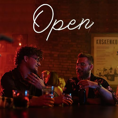 LIYUNEON Open Neon Signs, Cool White Led Neon Lights USB Powered, Signs for Wall Decor, Restaurant Bar Salon Stores Hotel, Wedding, Engagement Party ,Bedroom Decor, Neon For Bedroom Home Aesthetic Room Decor,Neon Sign Bar(15.75x9.45in) (Open)