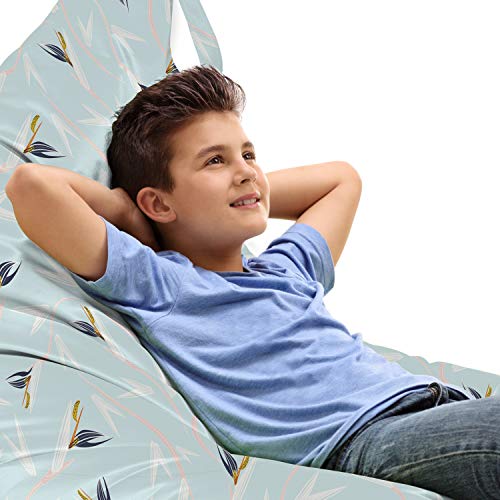 Ambesonne Tropical Lounger Chair Bag, Summer Exotic Strelitzia Bird of Paradise Pastel Colored Repetition, High Capacity Storage with Handle Container, Lounger Size, Pale Blue and Multicolor