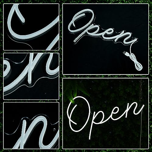 LIYUNEON Open Neon Signs, Cool White Led Neon Lights USB Powered, Signs for Wall Decor, Restaurant Bar Salon Stores Hotel, Wedding, Engagement Party ,Bedroom Decor, Neon For Bedroom Home Aesthetic Room Decor,Neon Sign Bar(15.75x9.45in) (Open)