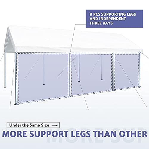 Quictent 10’x20’ Heavy Duty Carport Car Canopy Galvanized Car Boat Shelter with Reinforced Steel Cables-White