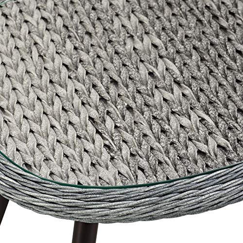 Modway Endeavor Wicker Rattan Aluminum Glass Outdoor Patio Side End Table in Gray