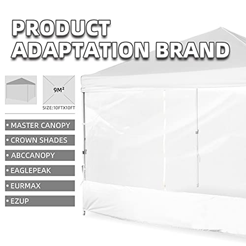 MordenApe Clear Sidewall for 10x10 Pop up Canopy - Straight Leg, Splicing Transparent Canopy Walls, Instant Canopy Tent Sunwall 10x6.3 Ft (White)