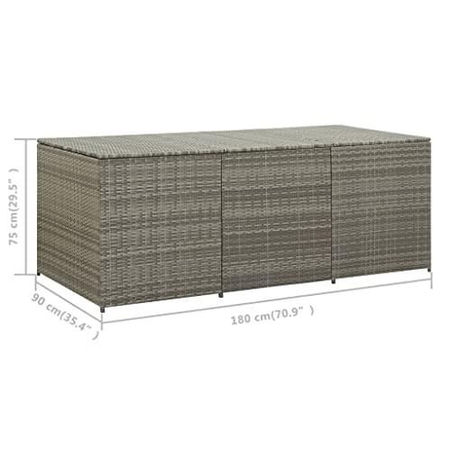 YEZIYIYFOB 320 gal Outdoor Storage Box Large Deck Box Taupe Grey Rattan Patio Storage Box Garden Storage Suncast Chest Container Poly Cabinet for Lawn Backyard 70.8"x35.4"x29.5" Grey NOT WATERPROOF