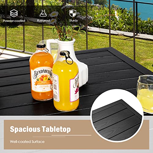 Tangkula 5 Pieces Outdoor Patio Bar Set, Rattan Bistro Set W/ 4 Wicker Bar Stools & 1 Bar Table, Heavy-Duty Steel Frame, Soft Cushions, Patio Conversation Set for Courtyard, Poolside, Garden (Beige)