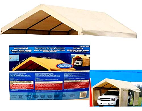 Costco Heavy Duty Roof Cover Top Replacement for Carport Canopy Shelter Canvas 10' x 20' feet Waterproof/UV-Resistant (Cover Only, Frame Not Included) Car port