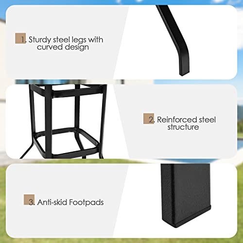 Tangkula 5 Pieces Outdoor Patio Bar Set, Rattan Bistro Set W/ 4 Wicker Bar Stools & 1 Bar Table, Heavy-Duty Steel Frame, Soft Cushions, Patio Conversation Set for Courtyard, Poolside, Garden (Beige)