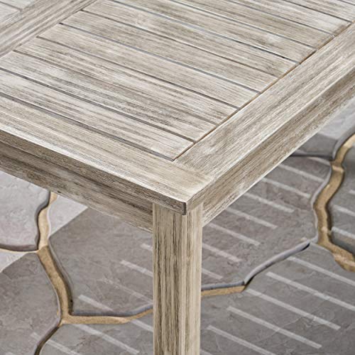 Great Deal Furniture Lorelei Outdoor 9 Piece Acacia Wood Sofa Conversational Set, Light Gray and Dark Gray