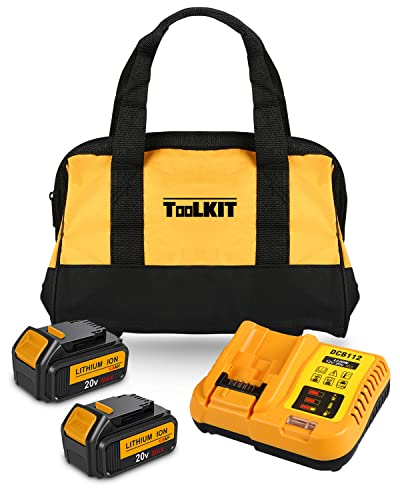 2Pack 6000mAh Replacement for Dewalt 20v Battery with a Charger (Include One Toolkit)