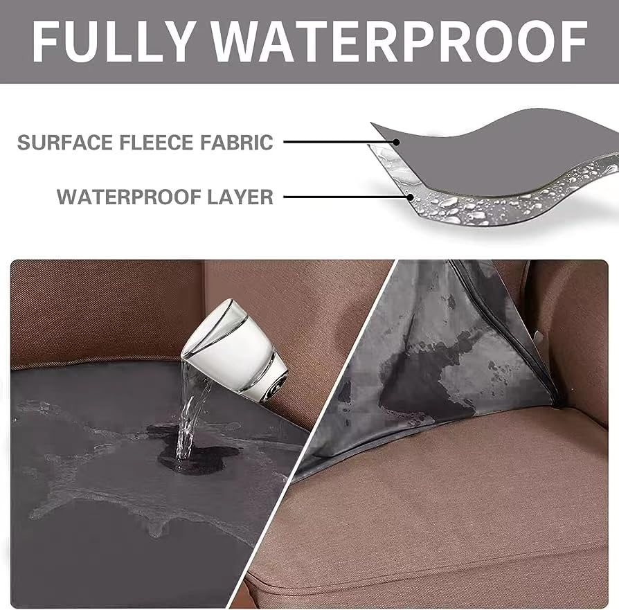 ZPUGUT Loverseat Slipcovers, Waterproof Recliner Slipcovers Double Recliner armrest Sofa Cover, Velvet Eight-Piece Set, Recliner Sofa Cover, Add Multifunctional Convenient Pocket (Gray)