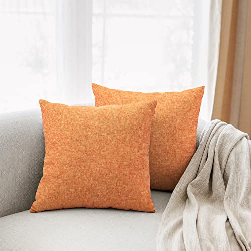 All Smiles Orange Fall Throw Pillow Covers 16x16 for Fall Decor Outdoor Furniture Set of 2 Fall Decoration Autumn Square Farmhouse Rustic Case Burnt Orange Pillow Covers Cushion for Sofa Couch