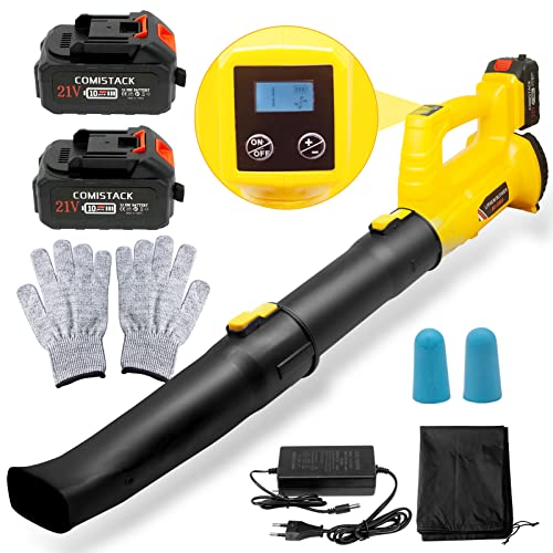 Cordless Leaf Blower,2×21V Electric Leaf Blower with 4.0Ah Battery,Battery Leaf Blower with Display,2 Adjustable Tubes and 6 Adjustable Speeds,Blowers for Lawn Care,Patio,Jobsite