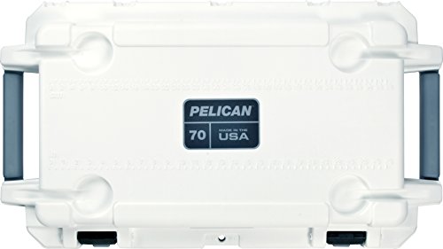 Pelican 70QT Elite Cooler (White/Grey) | 46 Can Capacity with Ice | 9 Day Ice Retention | Built-in Cup Holders & Bottle Opener | Guaranteed for Life