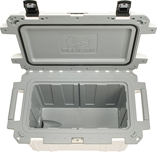 Pelican 70QT Elite Cooler (White/Grey) | 46 Can Capacity with Ice | 9 Day Ice Retention | Built-in Cup Holders & Bottle Opener | Guaranteed for Life