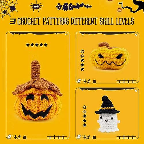 Blyrbnom Crochet Kit Beginners for Adults,Crochet Animals Kits with Step-by-Step Video Tutorials for Kids,Crochet Starter Kit for Beginners,DIY Knitting Supplies (Pumpkin Elf)