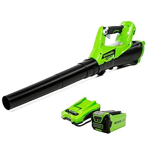 Greenworks 40V (110 MPH / 390 CFM) Cordless Axial Blower, 2.5Ah Battery and Charger Included