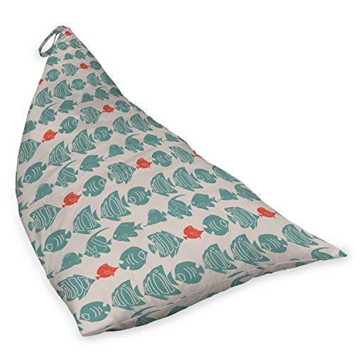 Ambesonne Nautical Lounger Chair Bag, Marine Theme Underwater Animals Different Kind Blue and Red Fishes Images, High Capacity Storage with Handle Container, Lounger Size, Multicolor