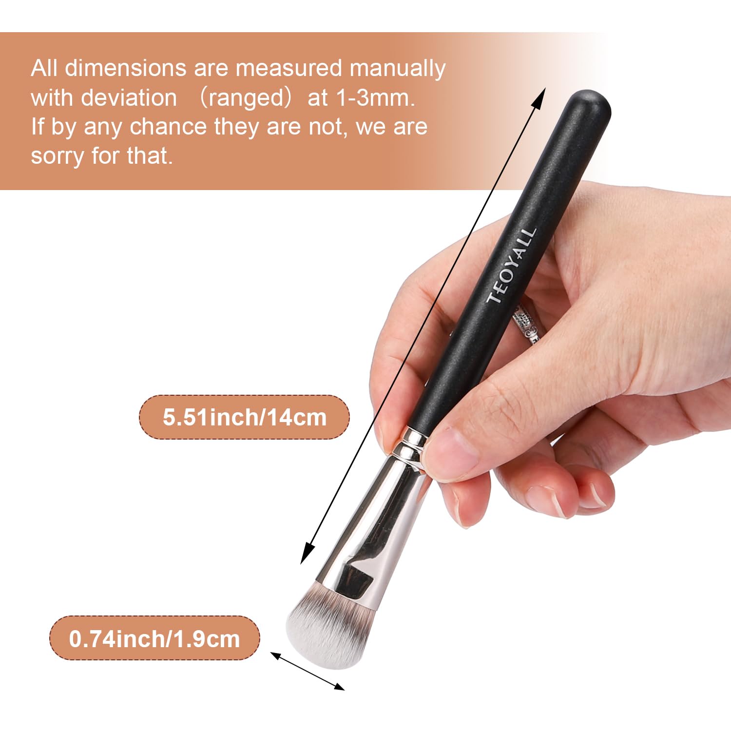 TEOYALL Angled Concealer Brush, Synthetic Contour Brush for Blending Setting Buffing with Liquid, Cream and Powder Cosmetic (Angled Brush)