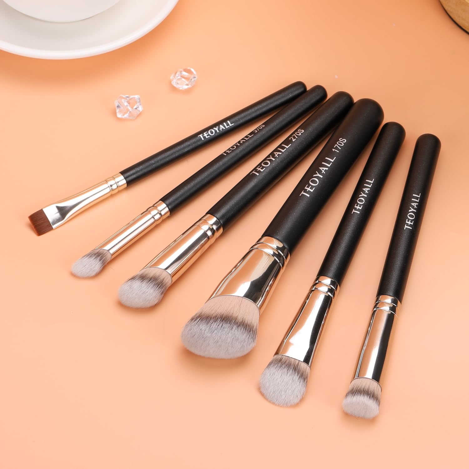 TEOYALL Angled Concealer Brush, Synthetic Contour Brush for Blending Setting Buffing with Liquid, Cream and Powder Cosmetic (Angled Brush)
