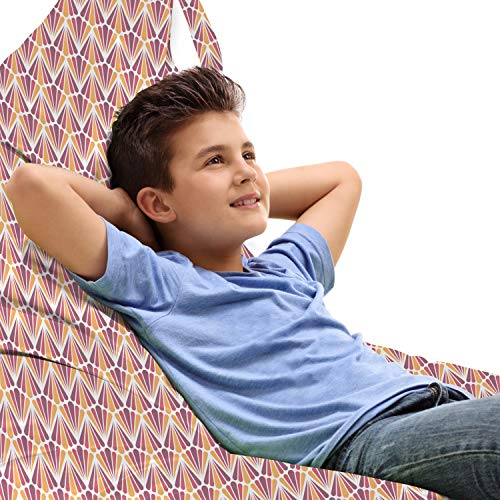 Ambesonne Nostalgic Lounger Chair Bag, Vintage Classic Theme Shell Shaped Colorful Motifs Illustration, High Capacity Storage with Handle Container, Lounger Size, Mauve Orange and Dried Rose