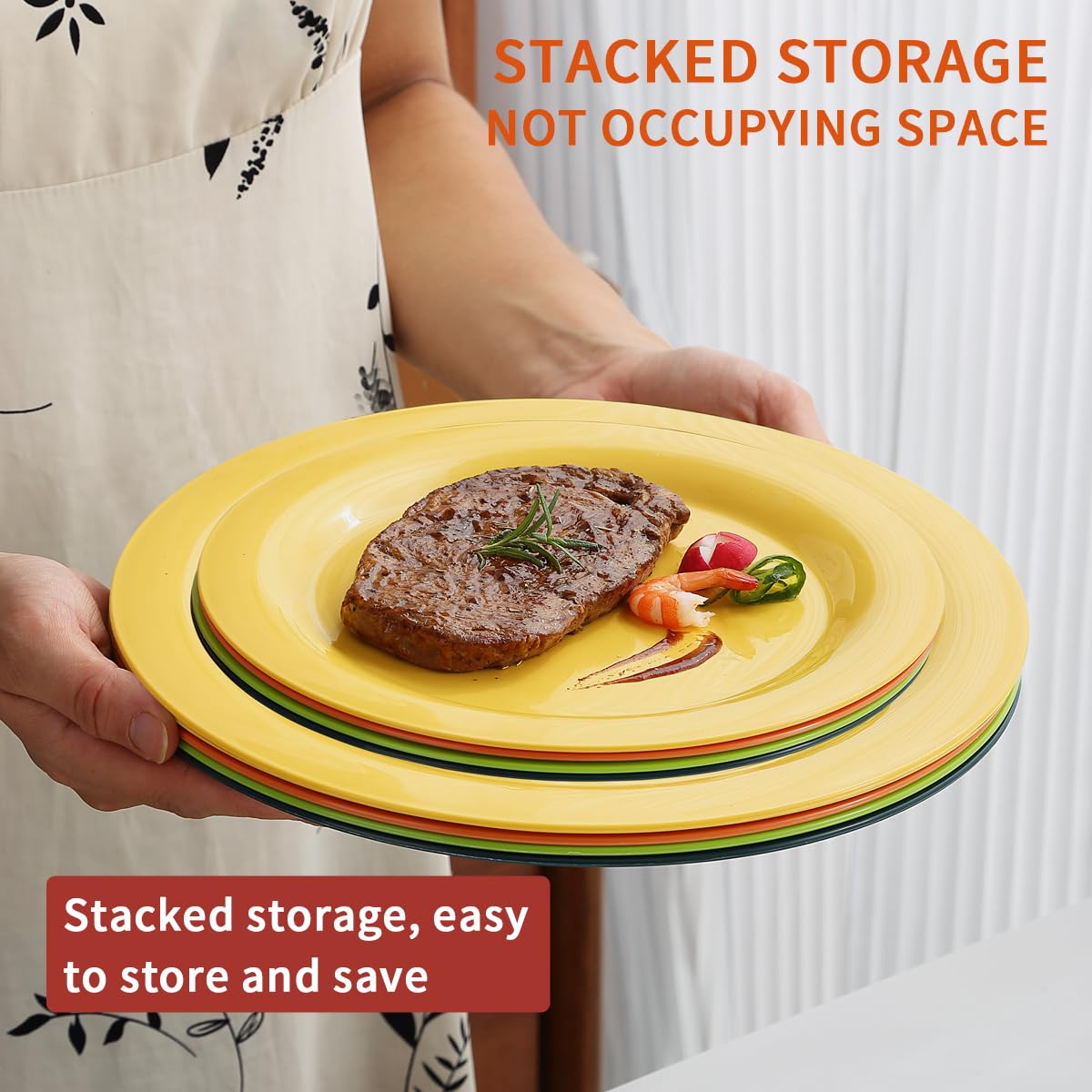 Evanda Plastic Plates 8 Pieces, Dinner Plates 7.5/10 inch Unbreakable And Reusable for All Purpose and All Age BPA Free, Microwave Safe Dishwasher Safe (Mutil Color)