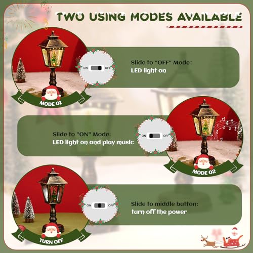 Christmas Musical Snow Globe Lantern Lighted Water Glittering Lantern with 8 Christmas Songs, USB & Battery Operated Musical Snow Globe Christmas Decoration Adults Kids (Christmas Tree)