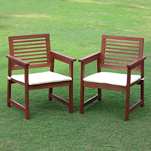 Furinno Tioman Hardwood Armchair in Teak Oil, 2 Arm Chairs, Natural