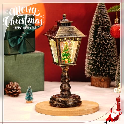 Christmas Musical Snow Globe Lantern Lighted Water Glittering Lantern with 8 Christmas Songs, USB & Battery Operated Musical Snow Globe Christmas Decoration Adults Kids (Christmas Tree)