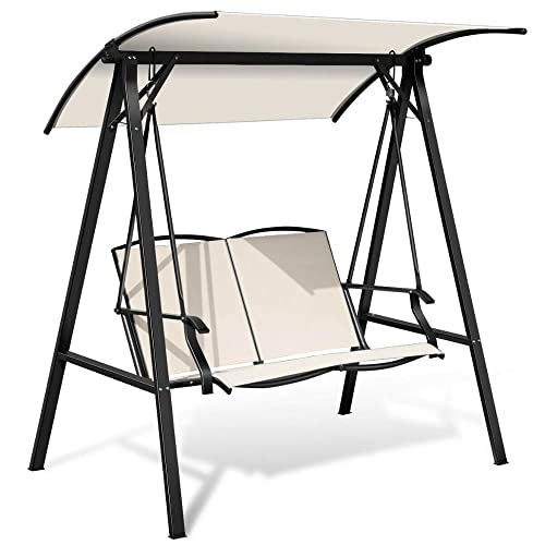 WYKDD Outdoor 2-Seat Swing Loveseat Canopy Patio Porch Steel Hanging Swing ( Color : D )